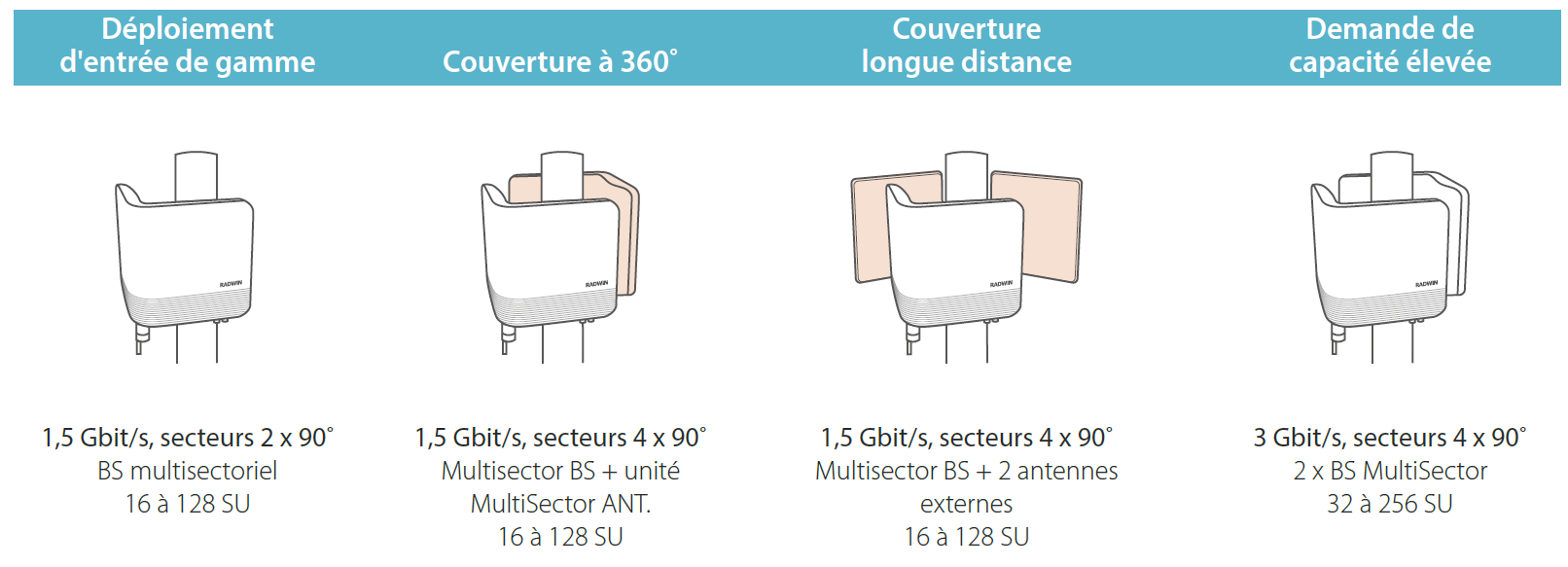 Point à Multipoint RADWIN : Multisector avec antenne intégrée 180° - Connect Data - Sintel